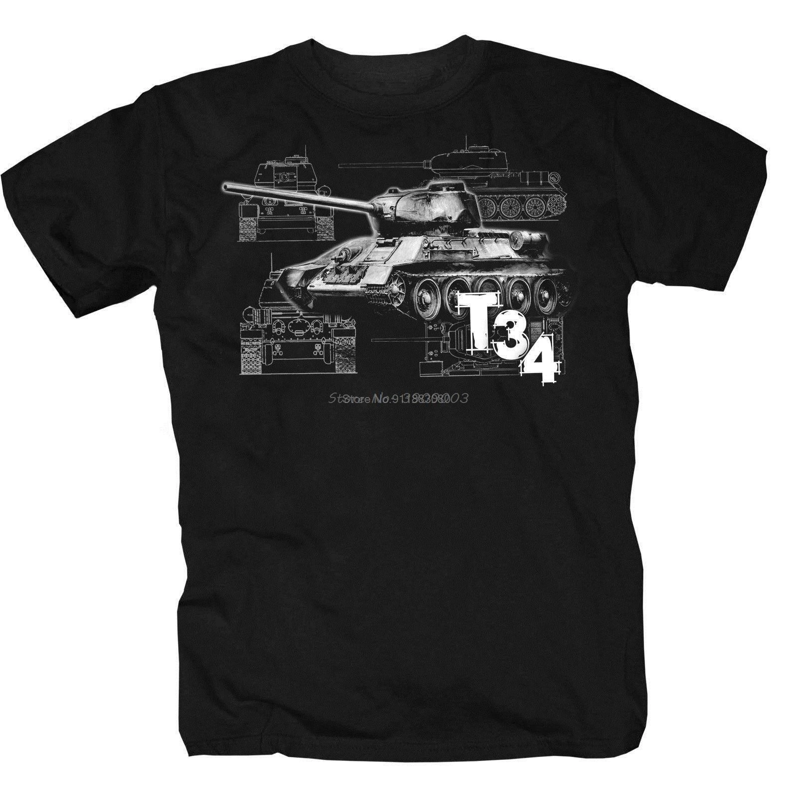 Soviet Army Weapon Equipment T34 Tank T Shirt Cotton O Neck Short ...