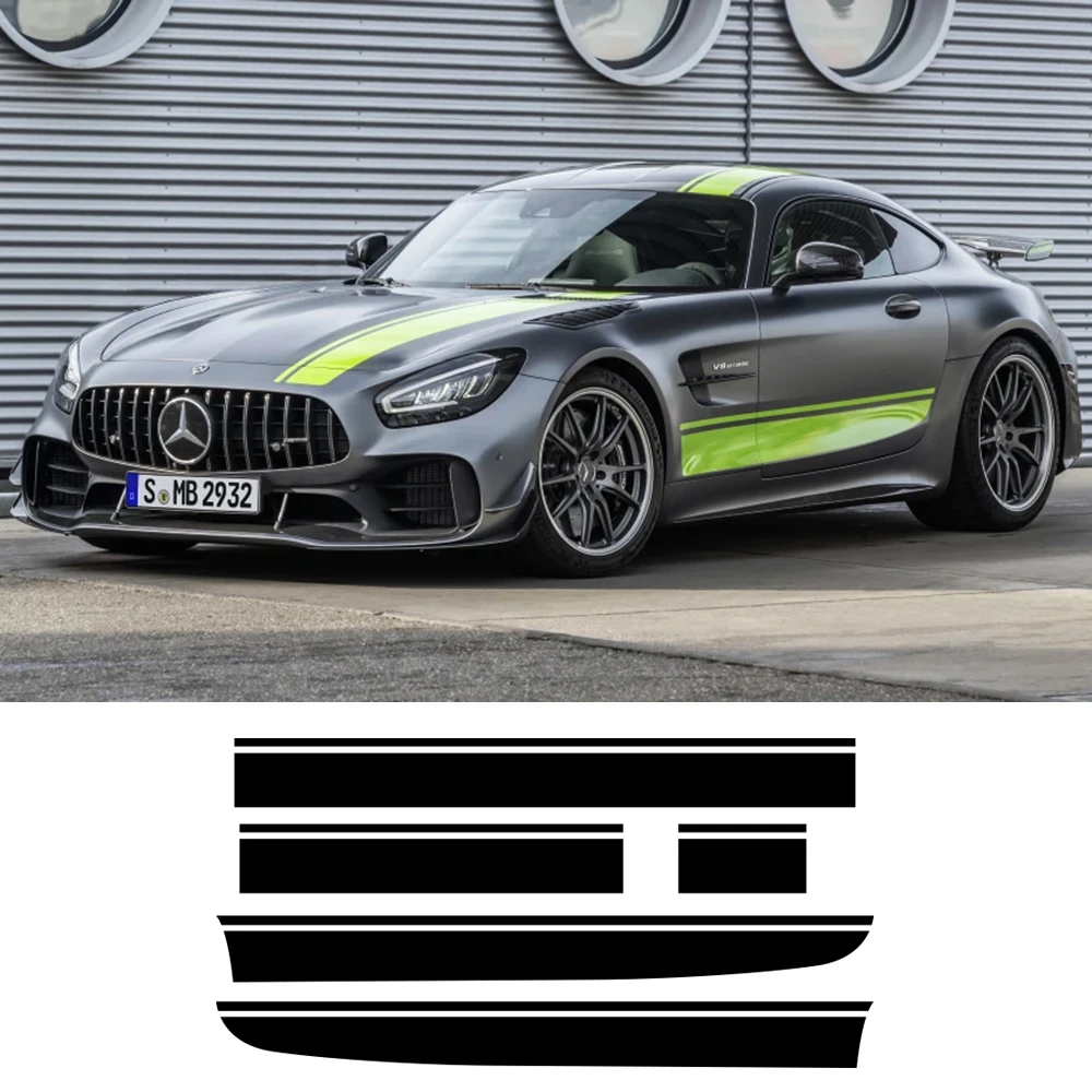 Door Side Stripes Hood Roof Bonnet Vinyl Decal Stickers For Mercedes ...