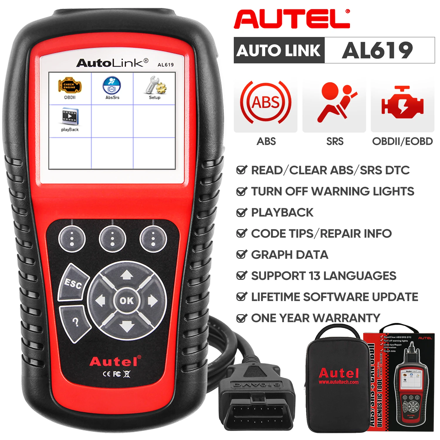 Autel AutoLink AL519 AL619 OBD2 Scanner Enhanced Mode10 Automotive ...