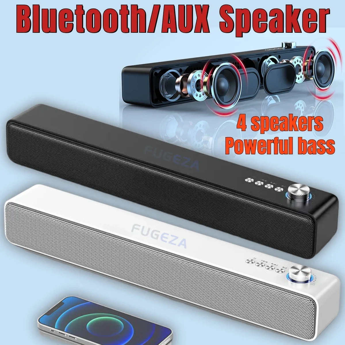 Portable-Sound-Bar-Computer-Speakers-AUX-Wired-Wireless-BlueTooth-E ...