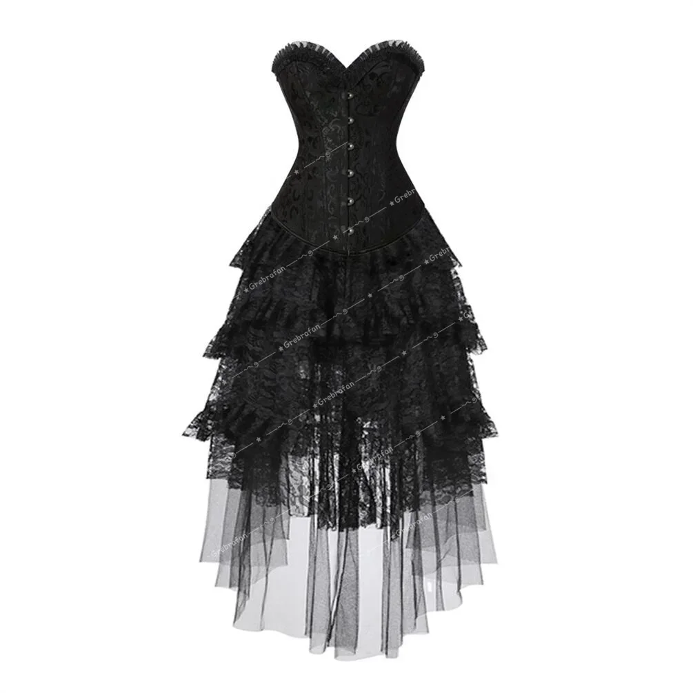 Corset-Skirt-for-Women-Floral-Embroidery-Bustier-Vintage-Lace-Bustiers ...
