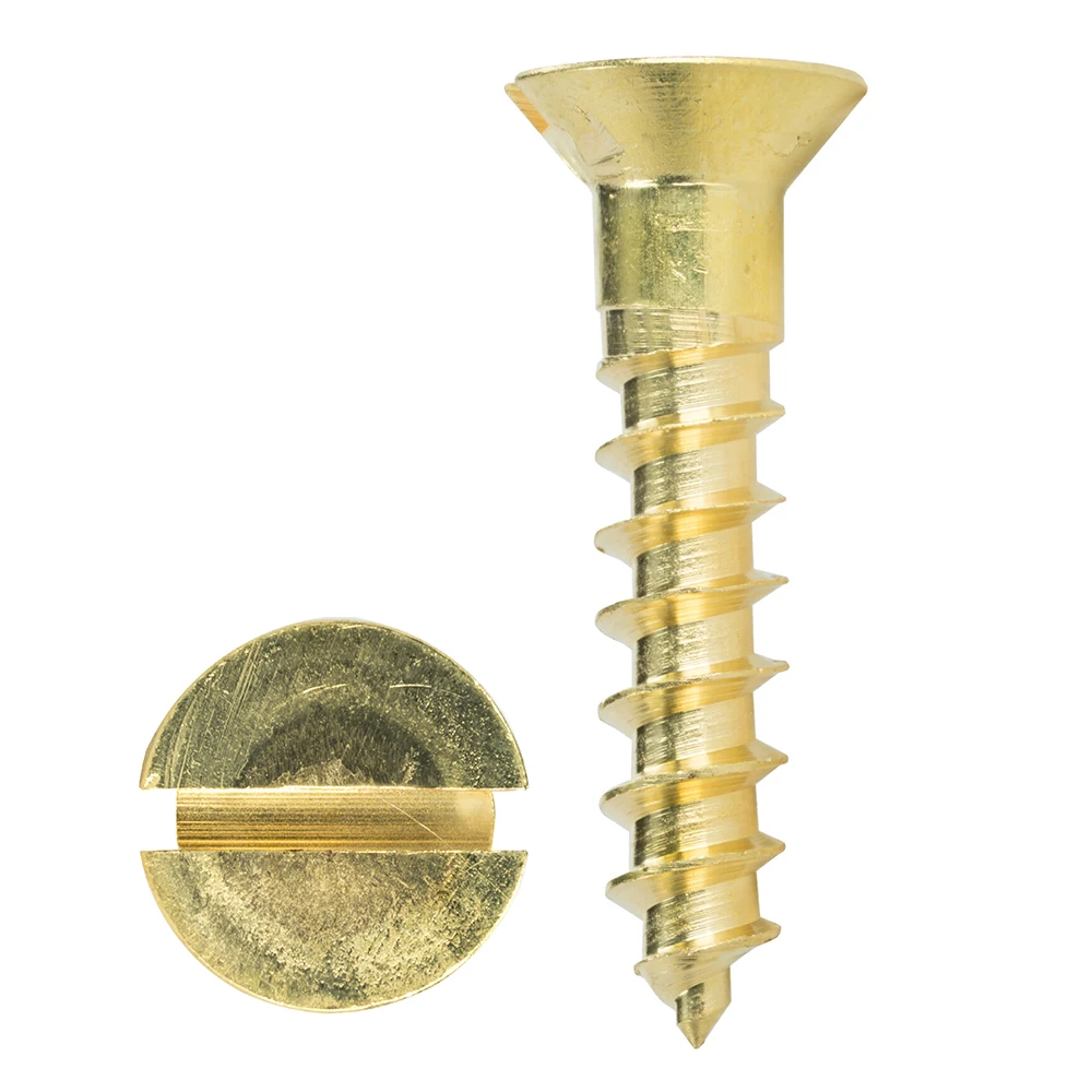 Solid-Brass-Slotted-Countersunk-Wood-Screws-Drive-Self-Tapping-Wood ...