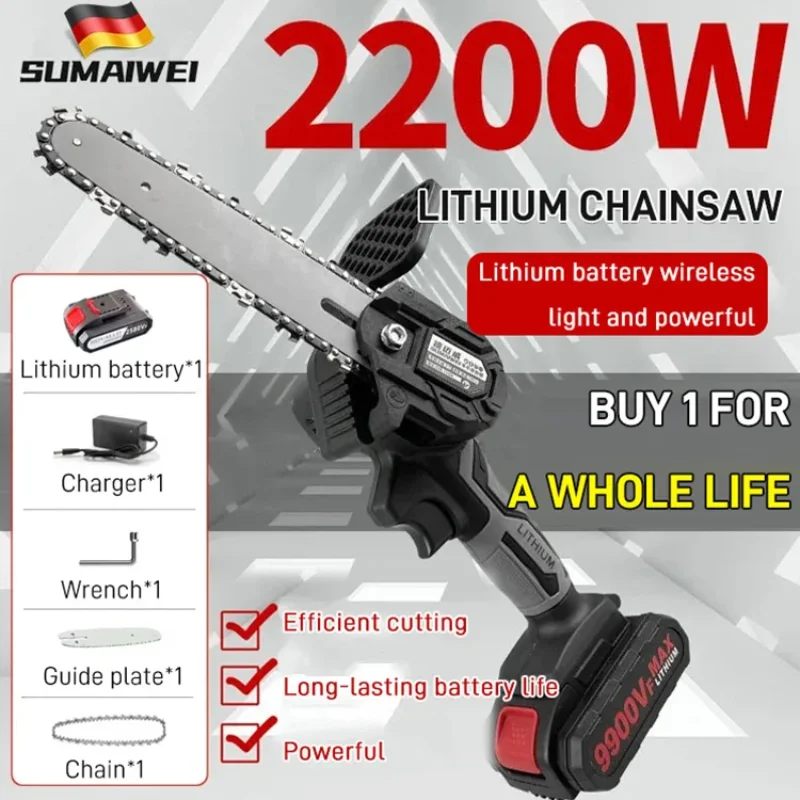4-Inch-One-handed-lithium-chainsaw-Powerful-Electric-Chainsaw-Chain ...