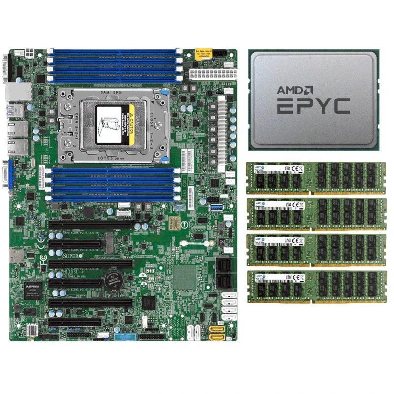 Amd epyc 7551p cpu 32 núcleos processador + servidor motherboard supermicro H11SSL i + 4x32gb ...