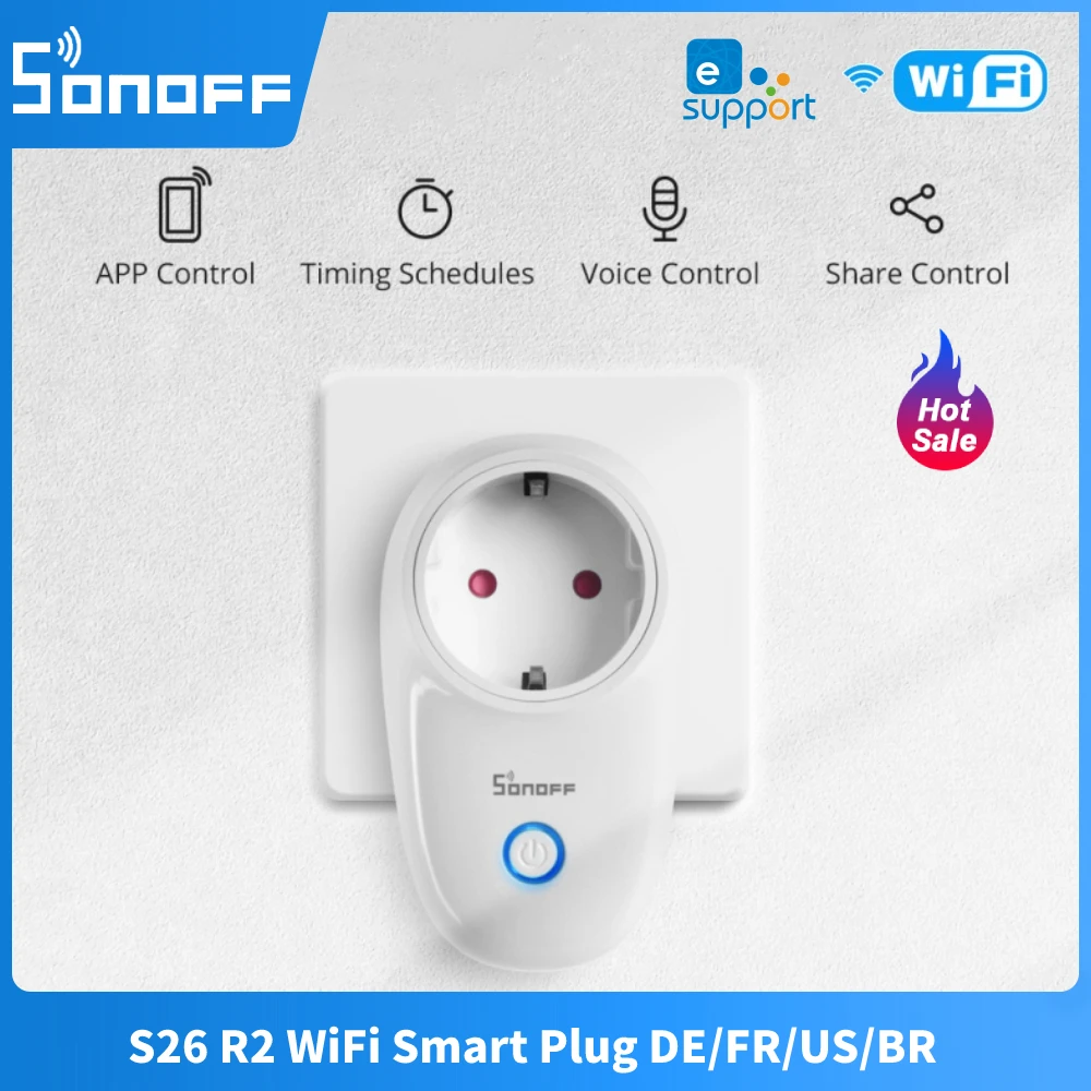 SONOFF S26 R2 WiFi Smart Socket 16A DE Smart Plug Power Socket Smart ...