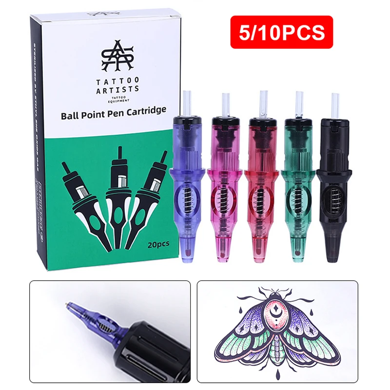5-10pcs-Ballpoint-Tattoo-Cartridge-Needles-5-Colors-Practice-Needles ...