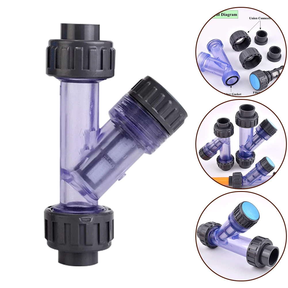 I.D 20~63mm Transparent PVC Y-Type Filter Aquarium Fish Tank Irrigation ...