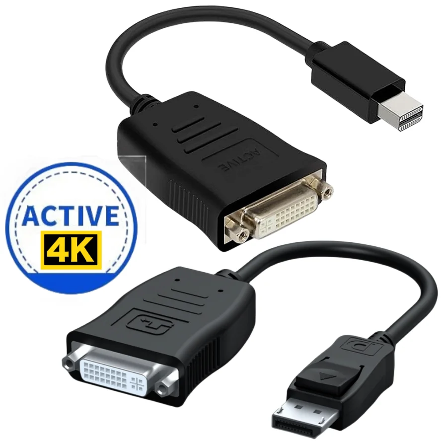 Active Mini Displayport to DVI Cable 4K Display port Mini DP to DVI ...