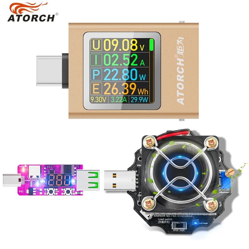 65W-Electronic-Load-USB-Tester-DC5-24V-Type-C-Voltmeter-Tester-With-PD3 ...
