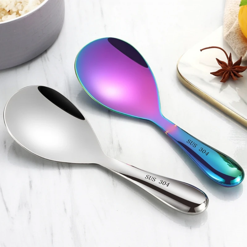 304 Stainless Steel Rice Spoon Kitchen Dinner Dish Public Spoon ...