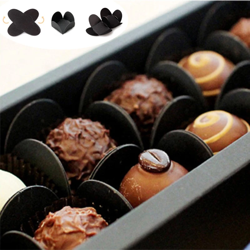 50Pc-Black-Kraft-Paper-Chocolate-Candy-Trays-Portable-Chocolate-Spacer ...