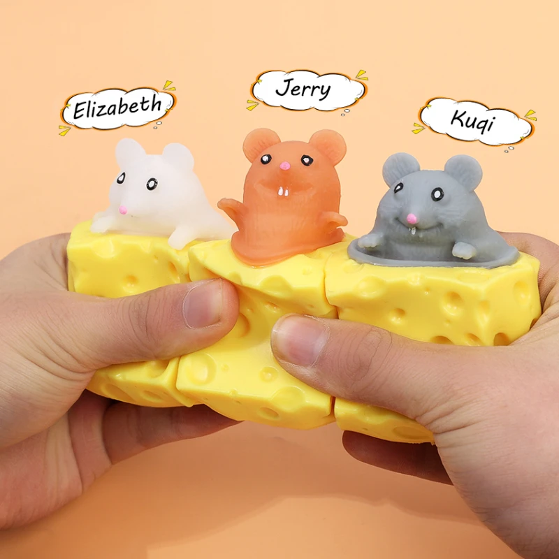 Funny Pop Up Mouse and Cheese Block Squeeze Toy Stress Relief Toys for ...