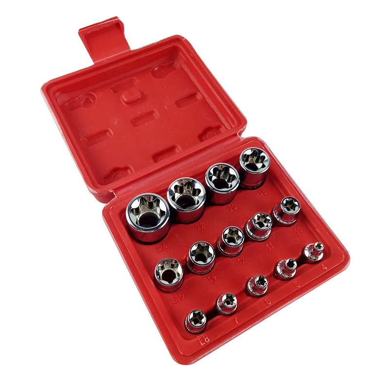 14pcs Gear Sleeve Torx Star Socket Set 6.3mm 10mm 12.5mm Drive Socket ...