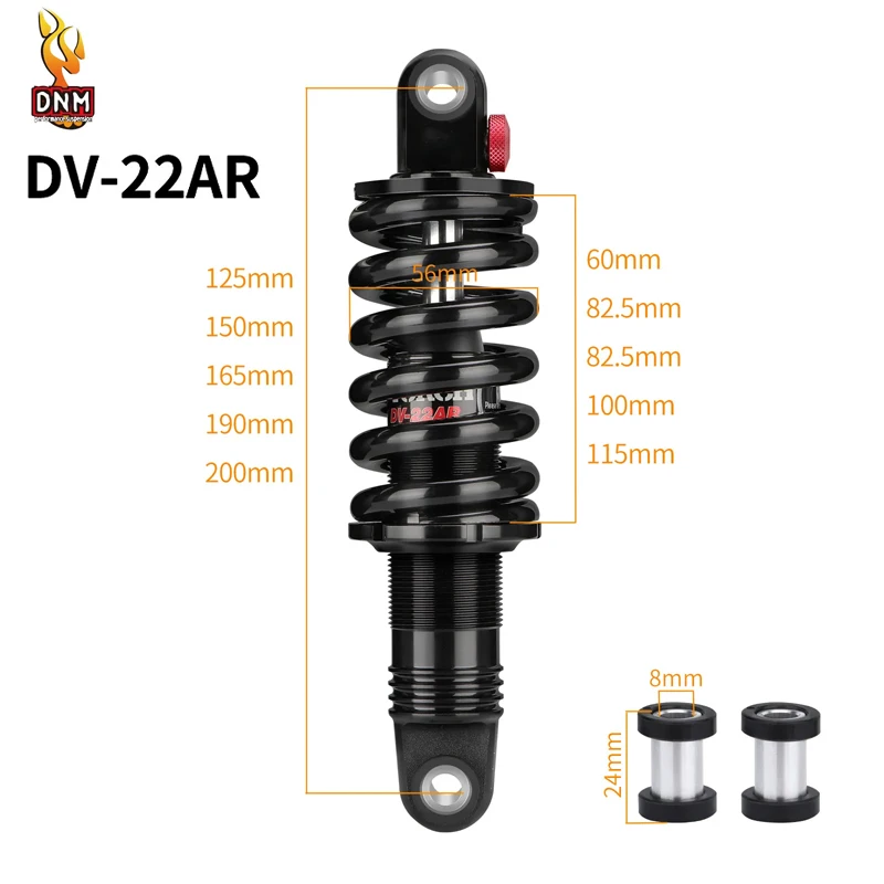 DNM DV-22AR Mountain Bike Spring Shock Absorber 125mm/150mm/165mm/190mm/200mm MTB Bicycle Rear ...