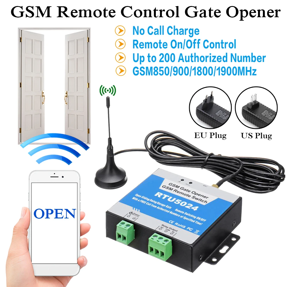 RTU5024 GSM Gate Opener Relay Switch Wireless Remote Control Door ...