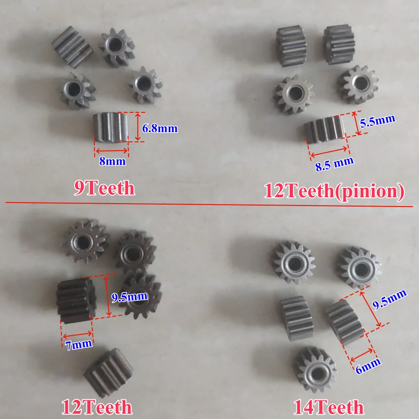 5pcs, Hole diameter 3.17mm 550 555 motor gear, 9T 12T 14T for electric ...