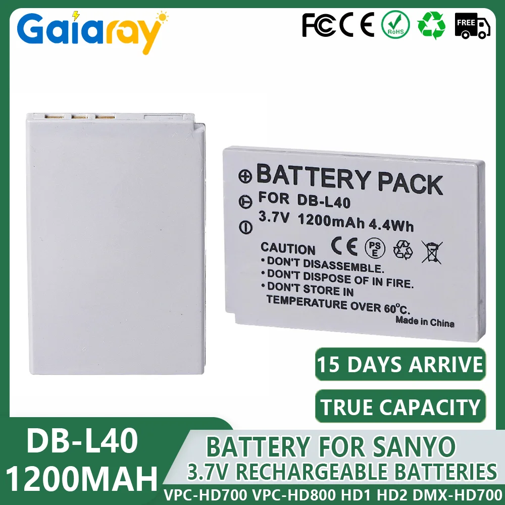 1-6Pcs DB-L40 DBL40 DB-L40A DBL40A Digital Camera Battery for Sanyo VPC ...