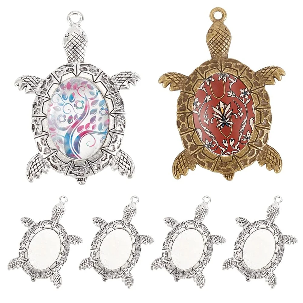 10Pcs-25x18mm-Turtle-Pendant-Settings-Cabochons-Trays-Blank-Bases-For ...