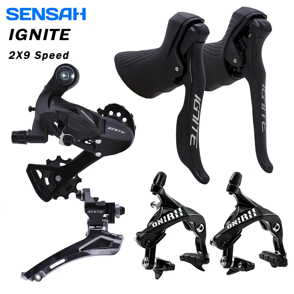 SENSAH Grupo de bicicleta de carretera IGNITE de 2x9 velocidades, desviadores de cambios ...