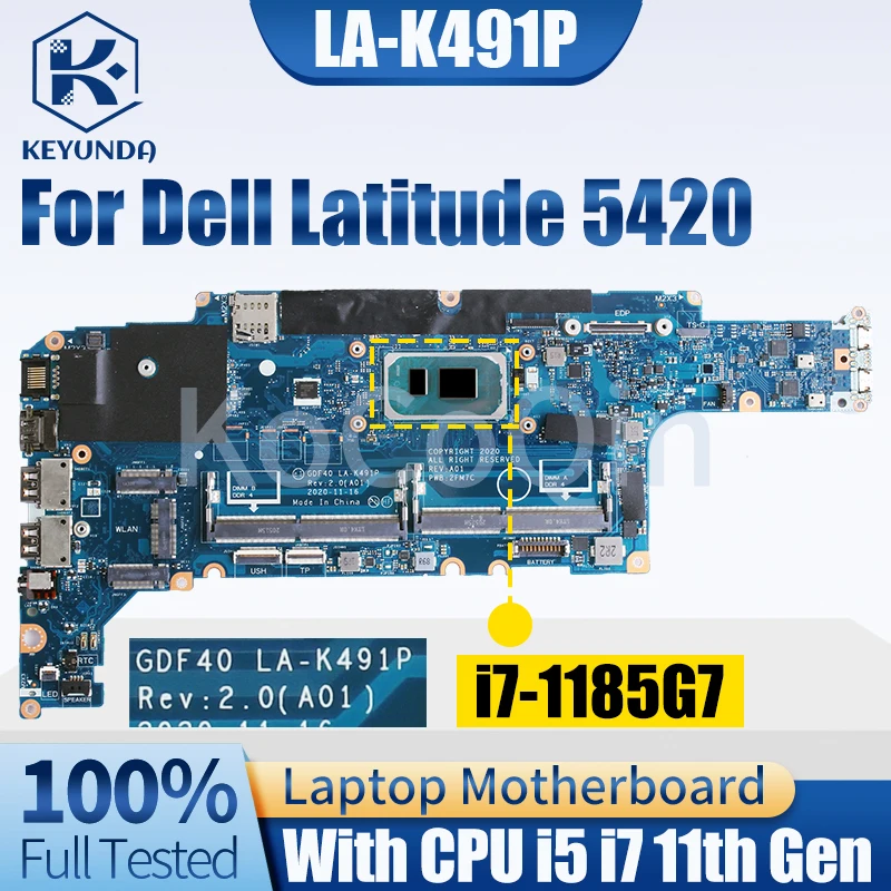 For Dell Latitude 5420 Notebook Mainboard Laptop LA-K491P 0M51J7 054CCV ...