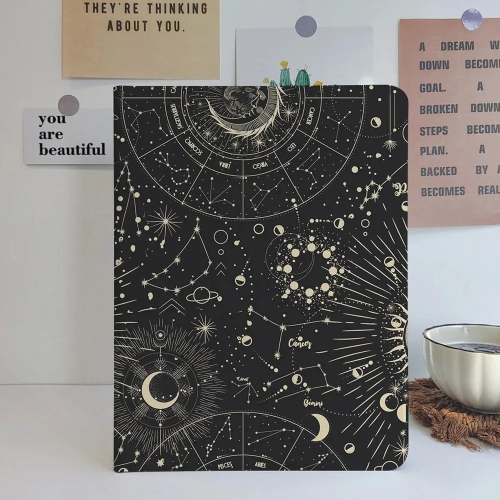 Black Star Moon Ipad Case With Pencil Holder For Ipad 9.7" 10.2" 11" 12 ...