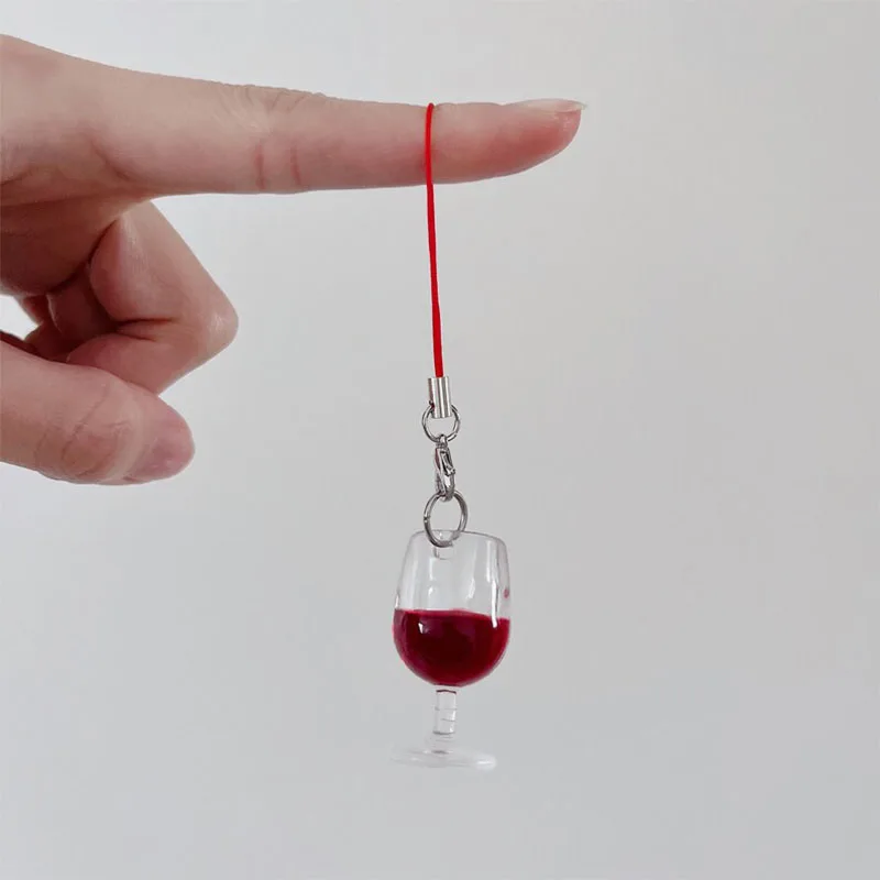 A Glass of Red Wine Phone Charm Cute Funny Weird Keychains Lover Drink ...