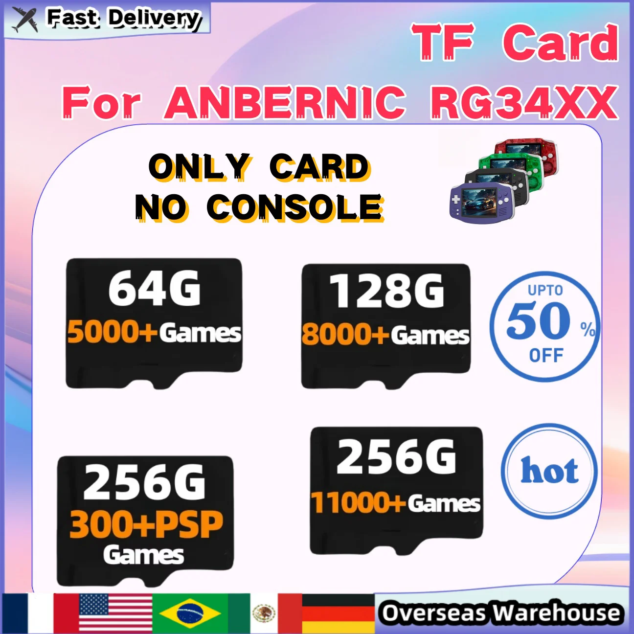 For ANBERNIC RG34XX Game Console TF Card Memory Card Preloaded Games ...
