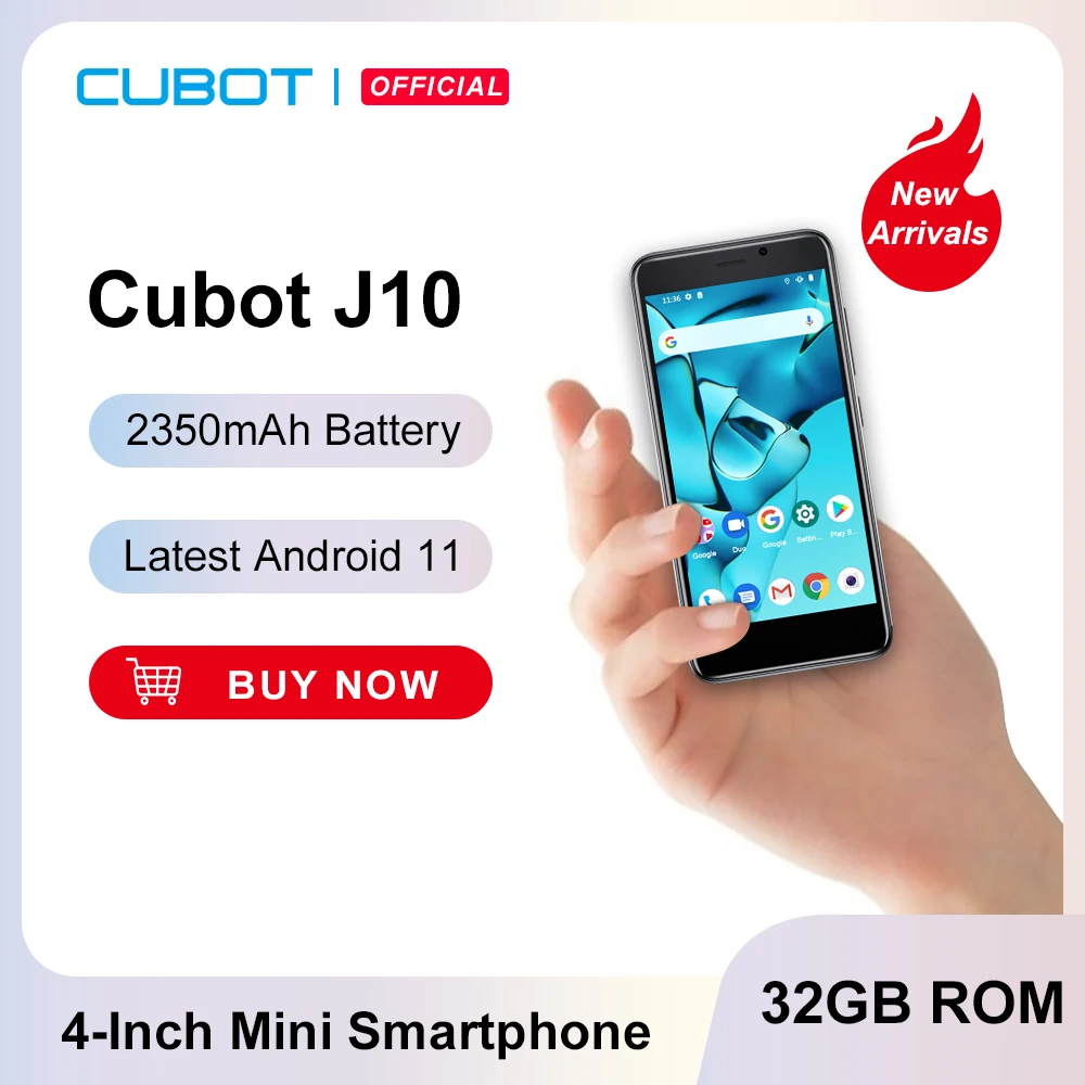 Cubot Android 11 Smartphone J10 4-Inch Screen MINI Mobile Phones 32GB ROM Dual SIM 3G Face ID ...