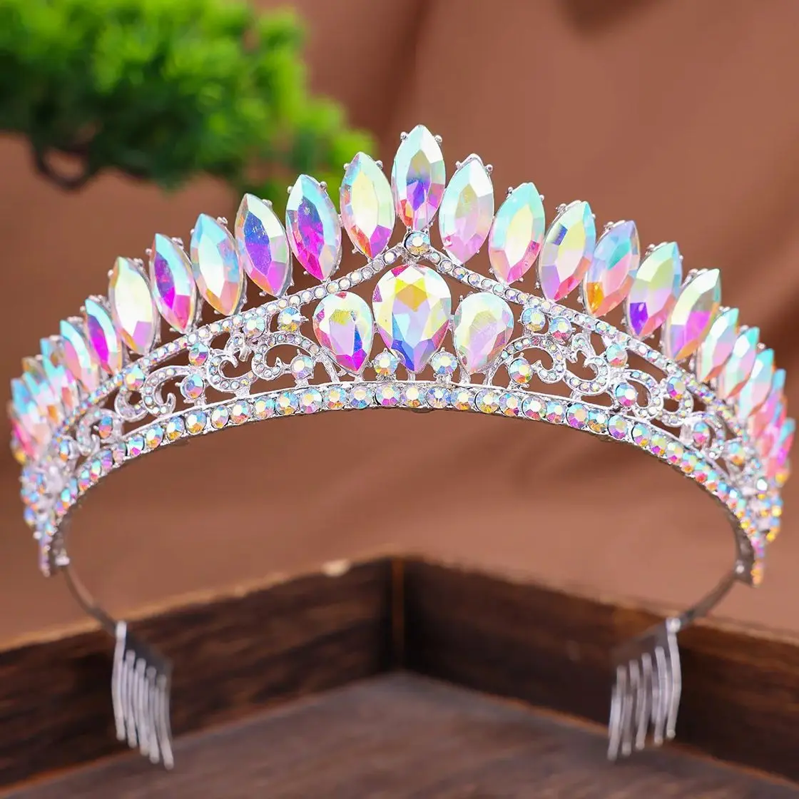 DIEZI-Luxury-Silver-Color-AB-Crystal-Tiara-Crown-Elegant-Queen-Tiara ...