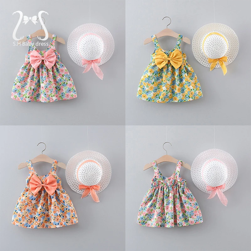 2 Teile/satz Blumen Baby Mädchen Kleider Sommer Mode Kleinkind Kinder Kleidung Strand Glatte ...