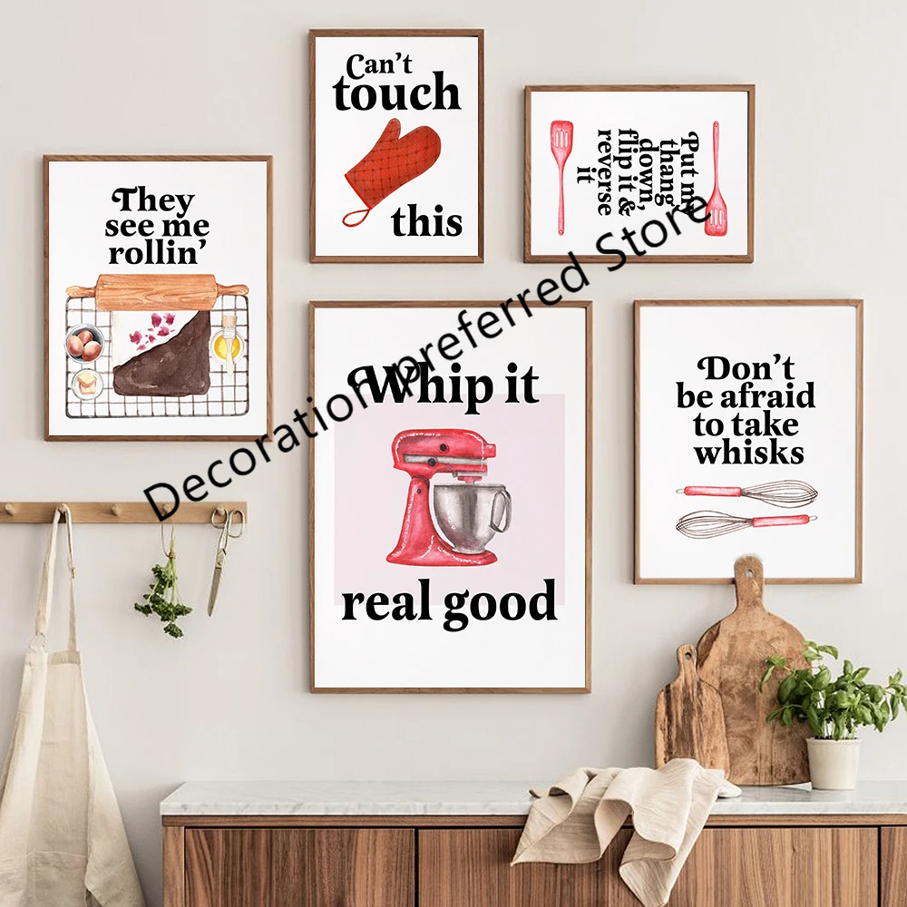 Baking-Print-Funny-Kitchen-Rap-Puns-Wall-Art-Canvas-Painting-Quotes ...