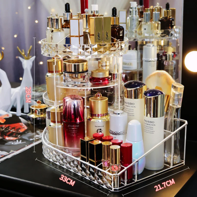 360-Rotating-Desktop-Makeup-Organiser-Convenient-Transparent-Rotating ...
