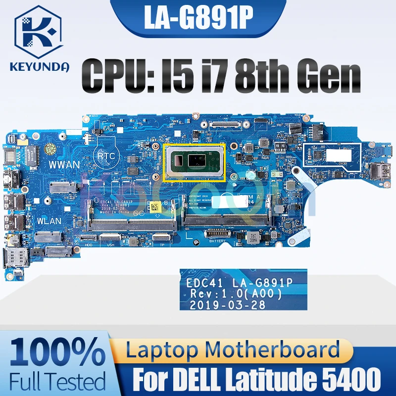 LA-G891P For DELL Latitude 5400 Notebook Mainboard I5-8265U I5-8365U i7 ...