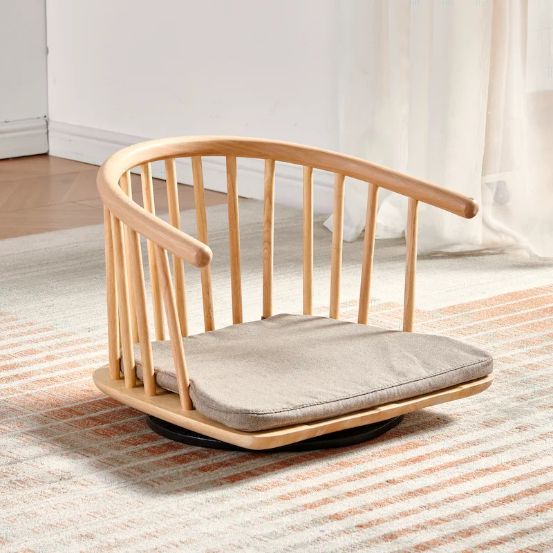 Luxury-Japanese-style-solid-wood-tatami-chair-swivel-armchair-legless ...
