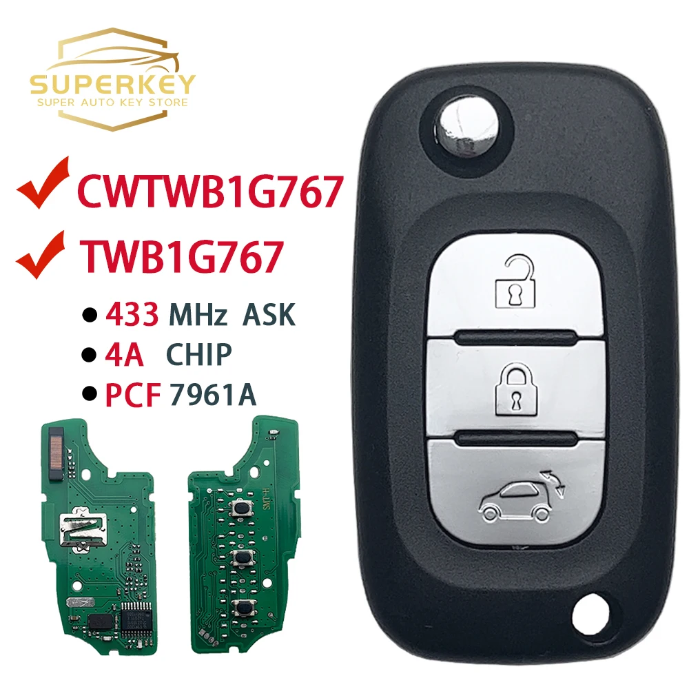 SUPERKEY CWTWB1G767 TWB1G767 Flip Remote Smart Car Key Fob PCF7961 For ...