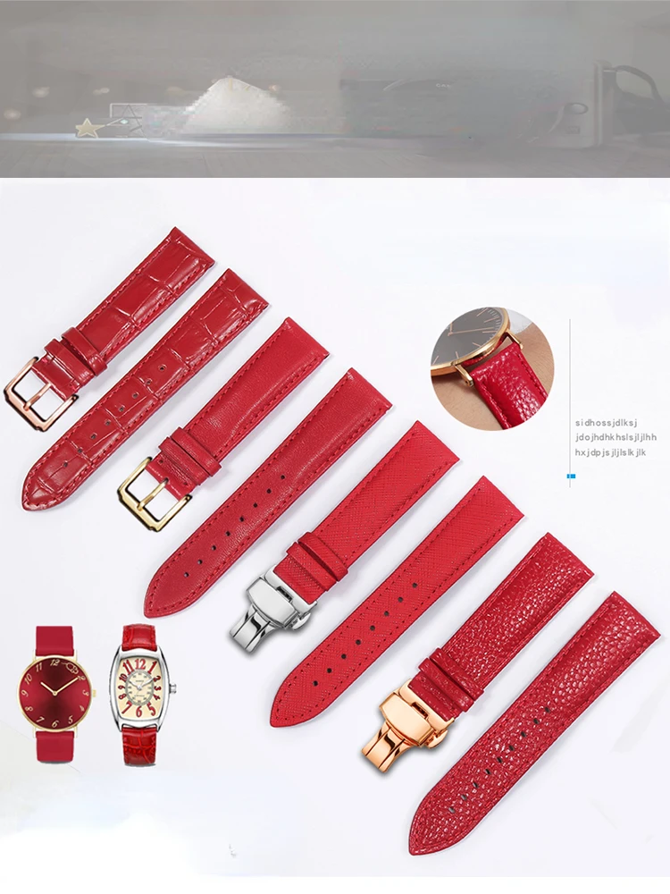 Genuine Leather Red Watch Strap for Casio Watchband Coach Armani ...