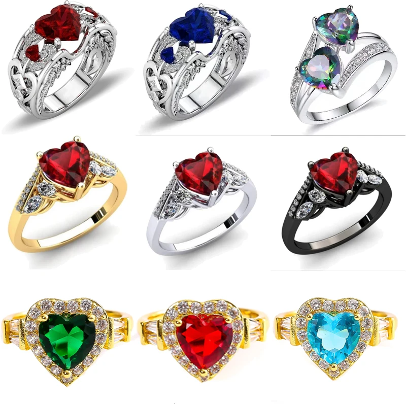 Fashion-Red-Heart-Shaped-Love-Ring-Inlaid-with-Shiny-Zirconium-Crystal ...