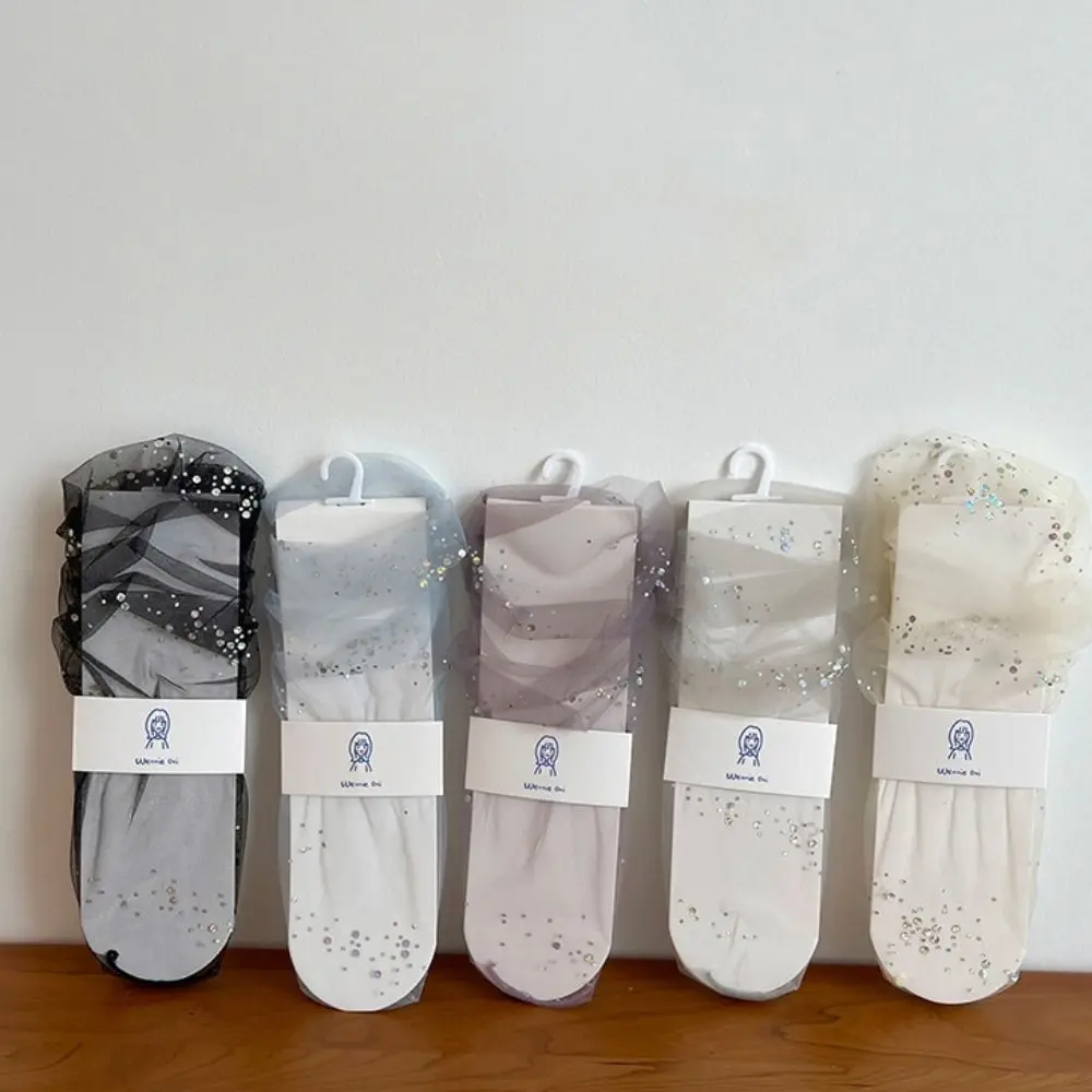 Women-Socks-Transparent-Shiny-Crystal-Silk-Lace-Elastic-Medium-Tube ...
