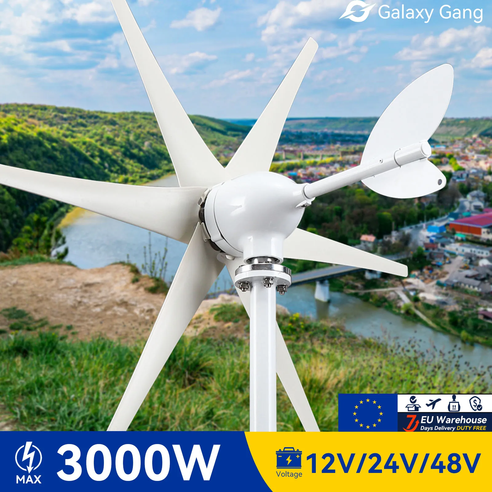 Galaxy-Gang-3KW-3000w-Wind-Electric-Generator-Turbine-Kit-Power-12v-24v ...