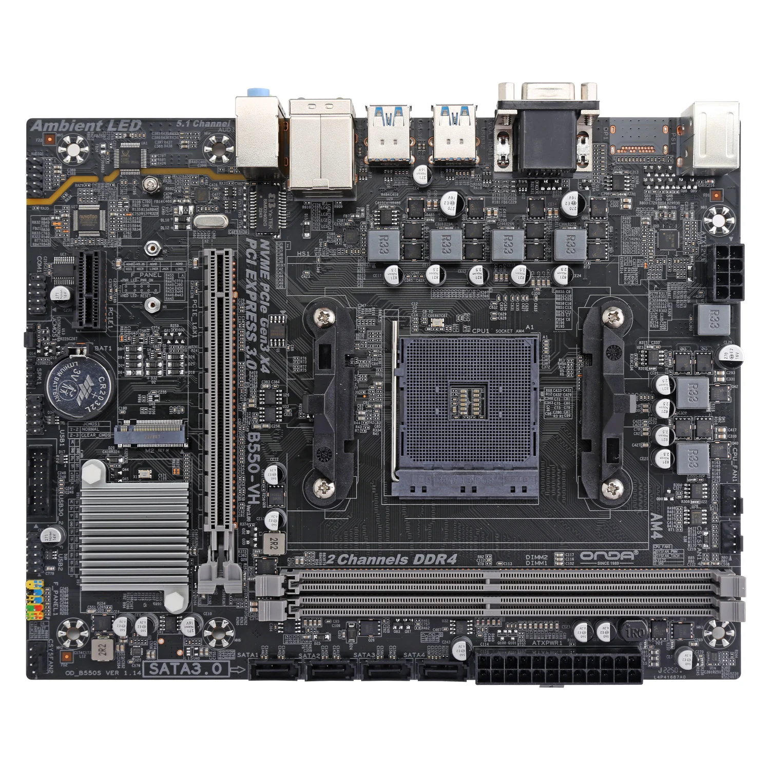 라이젠 3/4/5 세대 및 애슬론 프로세서용 ONDA B550 VH 마더보드 AM4, 2 × DDR4 - 티몬