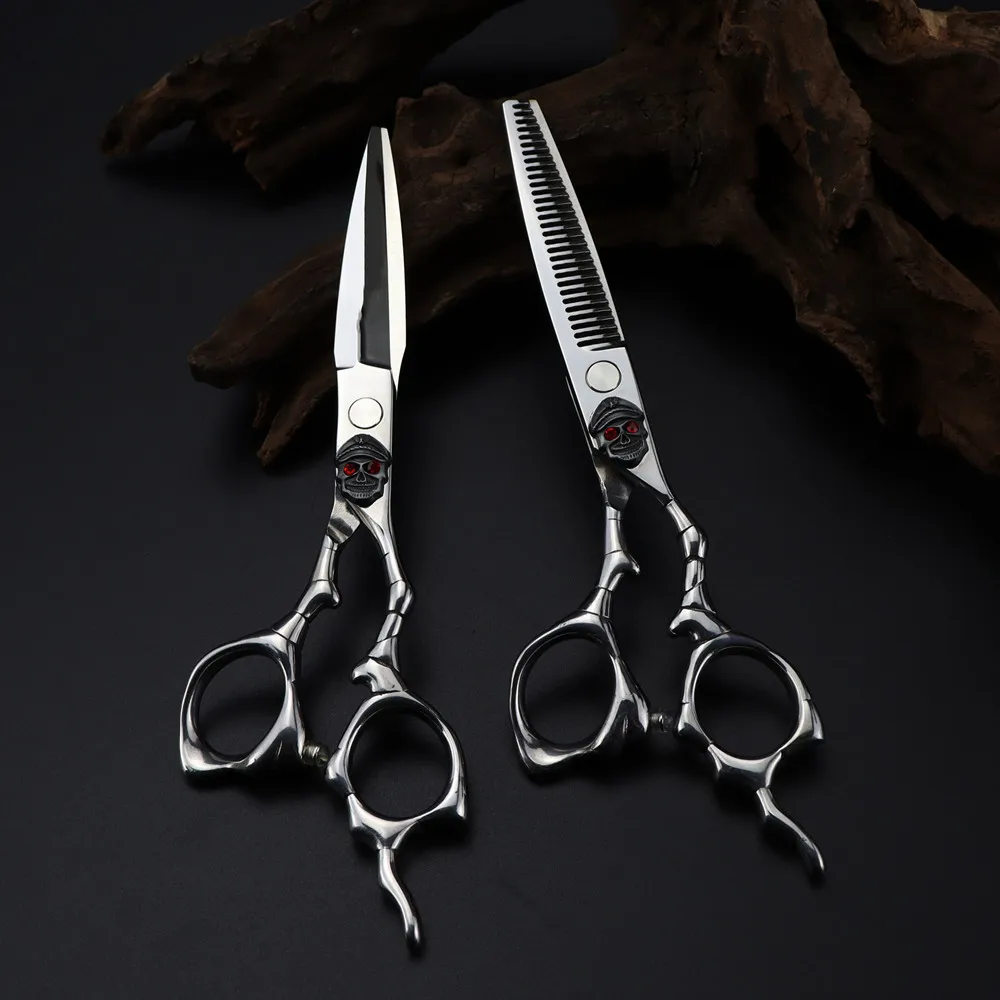 Professional-Japan-440c-steel-6-Skull-scissor-cut-hair-scissors-haircut ...