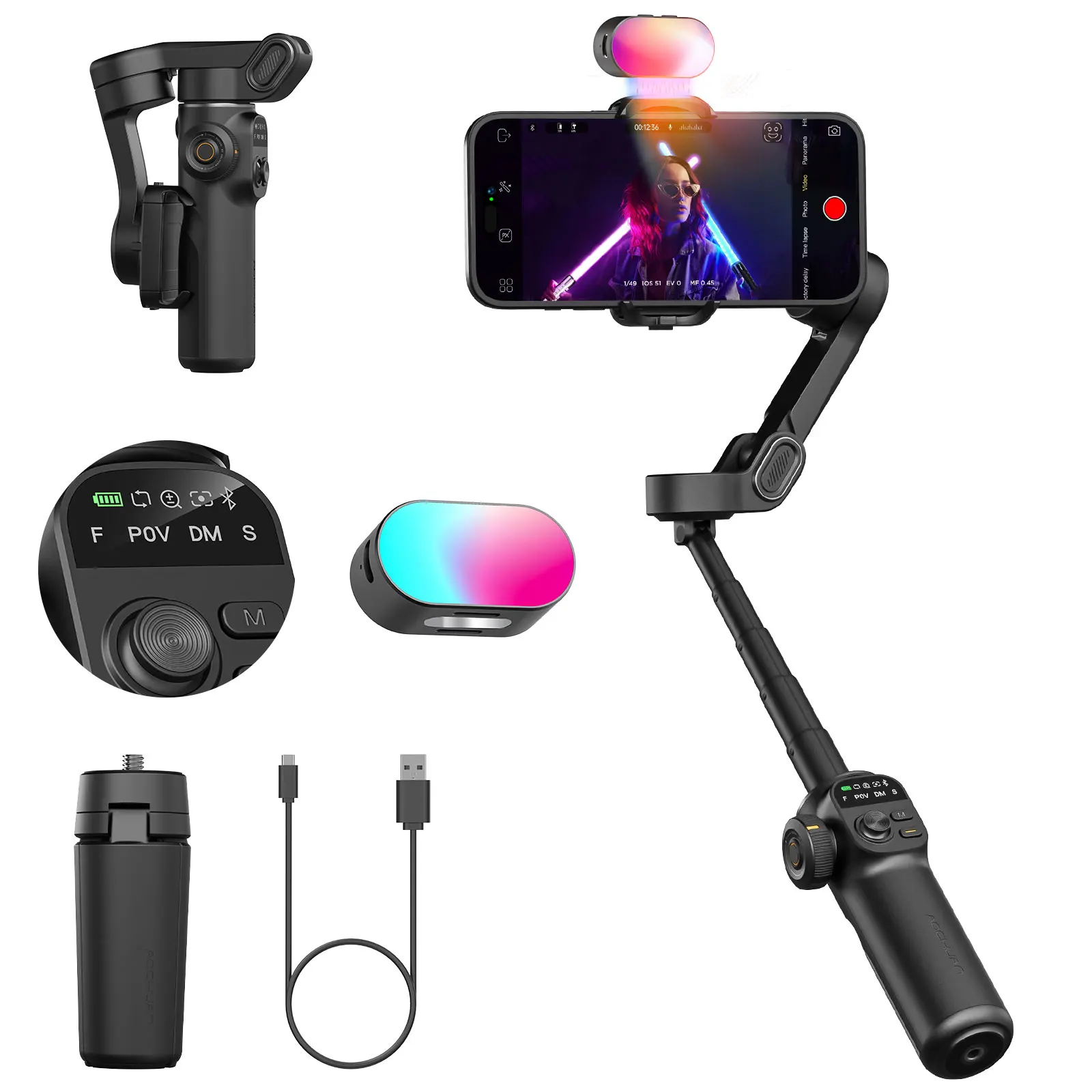 AOCHUAN Smart X2 Smartphone Gimbal Stabilizer With built-in extension ...