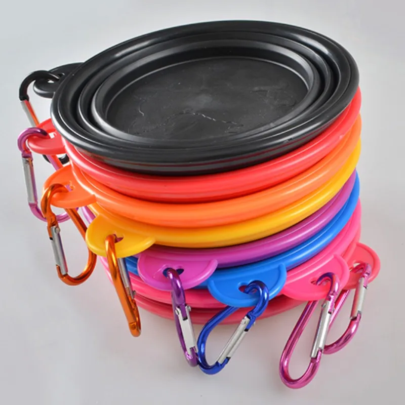 Folding-Portable-Silicone-Dog-Bowl-With-Carabiner-Outdoor-Bowl-Dish-for ...