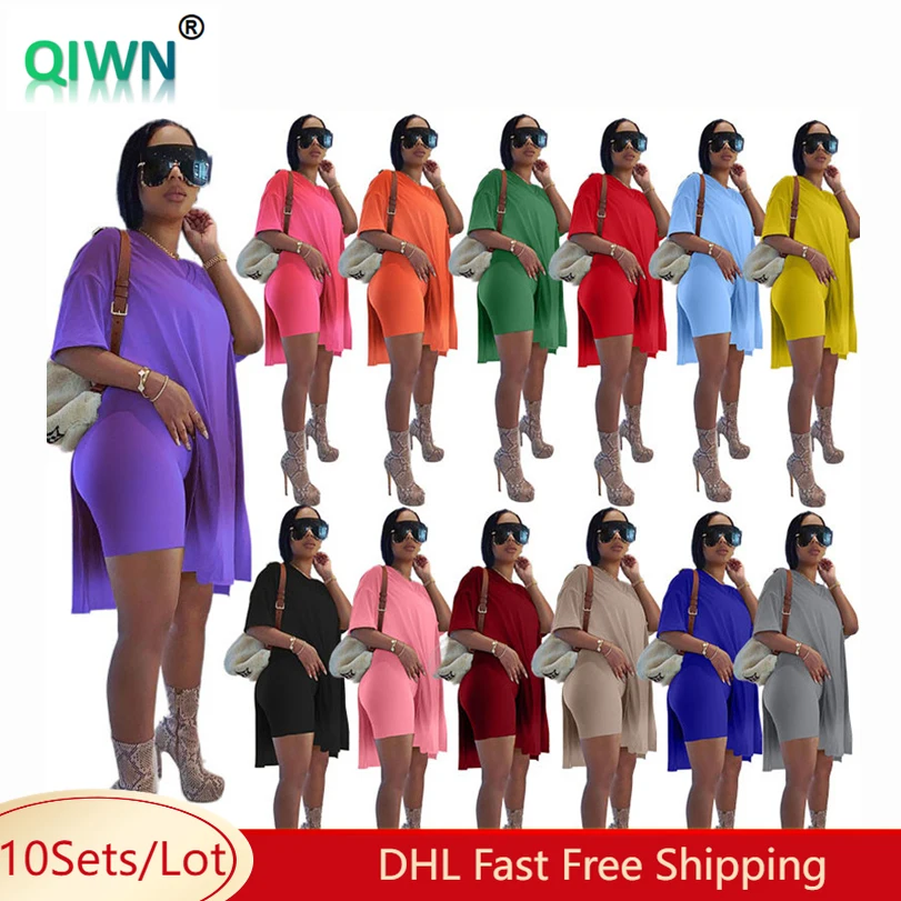 10Sets/Lot Bulk Items Wholesale Summer Clothing Suits Women Solid Split ...