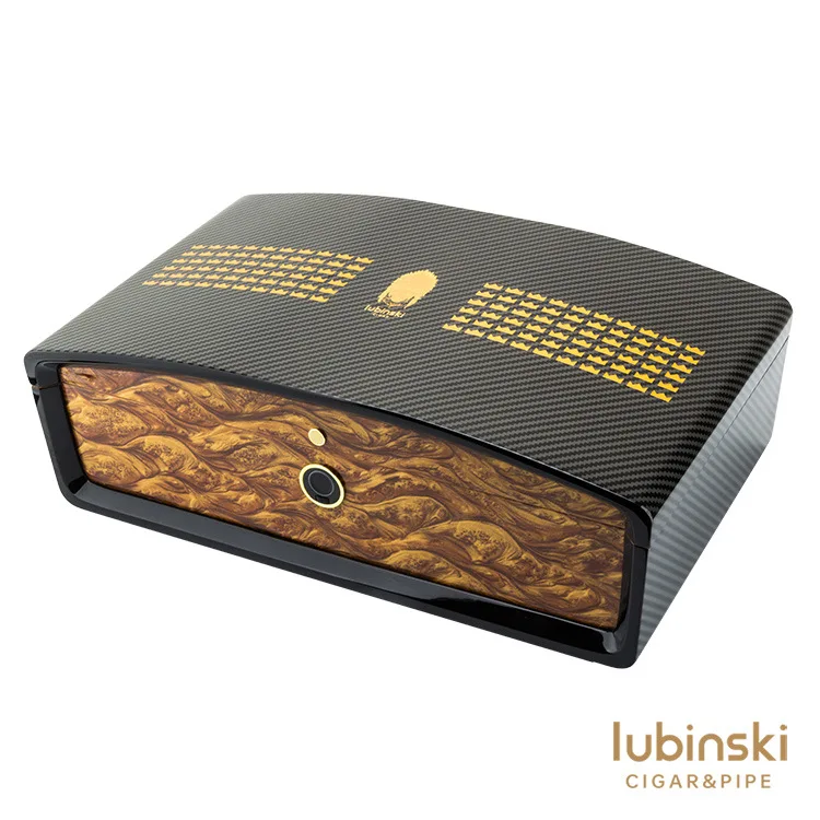 Cigar Humidor Fingerprint Lock Piano Paint Carbon Fiber Cigar Humidor ...