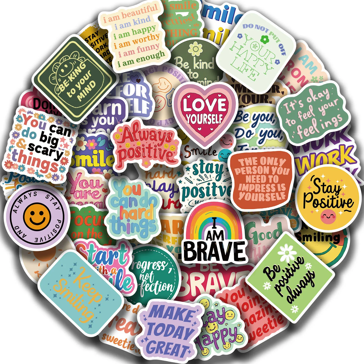 50pcs Cartoon Positive Affirmation Stickers DIY Aesthetic Sticker For ...