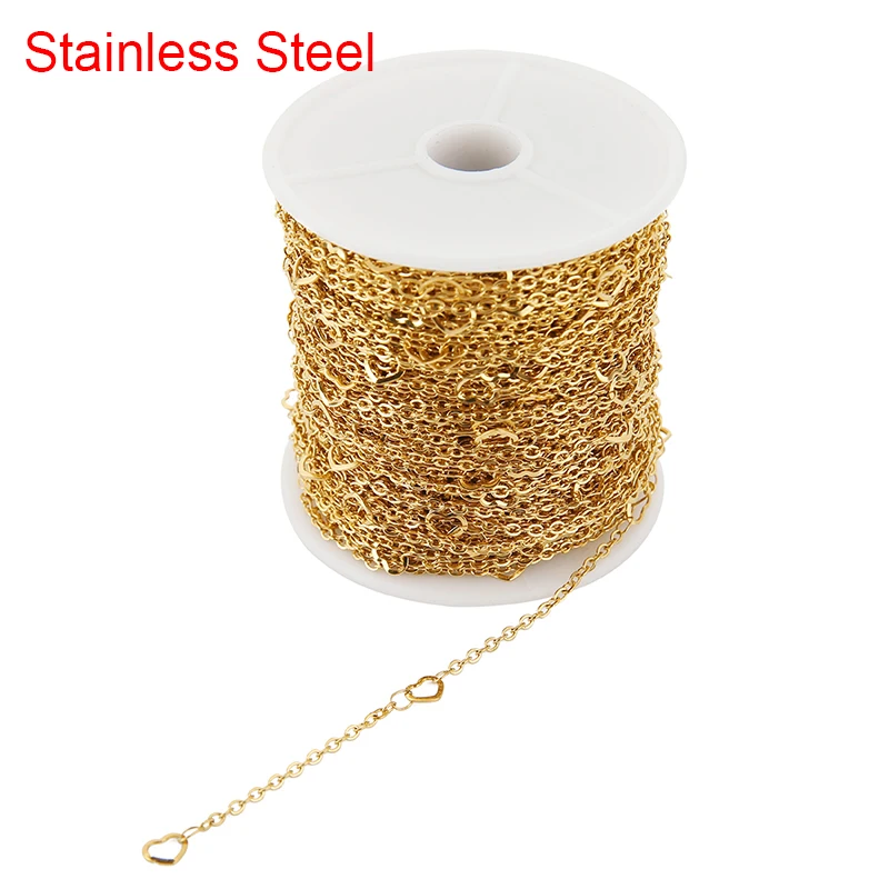 2meters-Stainless-Steel-Heart-Chains-Bulk-Gold-Color-Diameter-2mm-Link ...