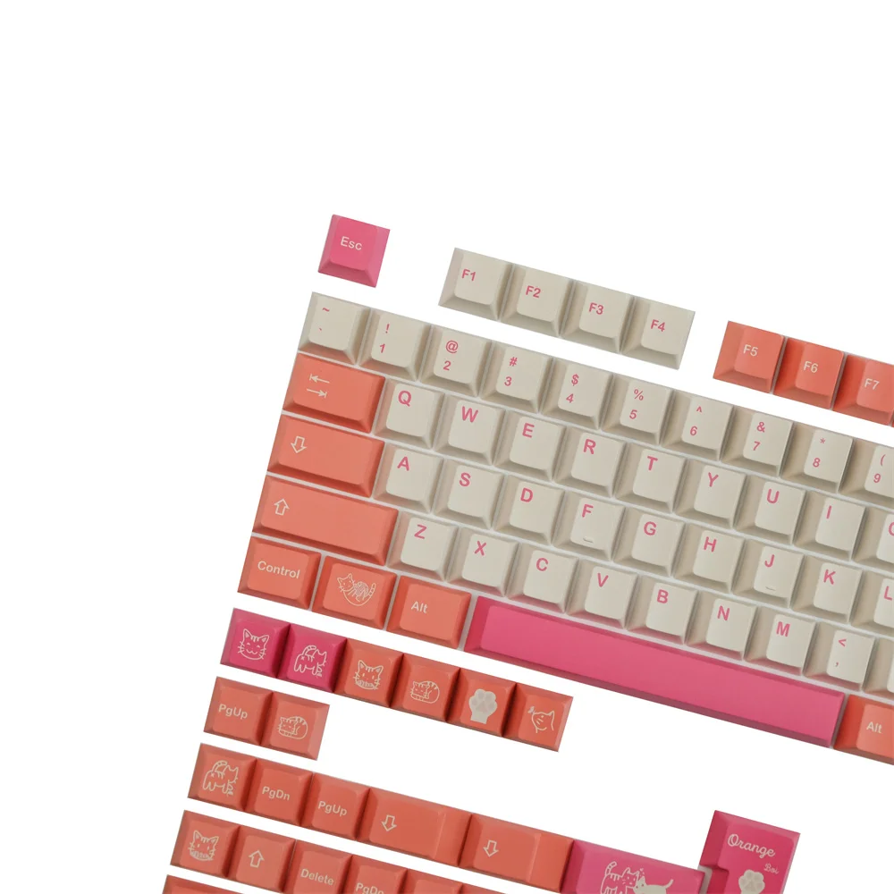 GMK Orange Cat Keycap Cherry Profile 142 Keys ISO Enter DYE Subbed Full ...