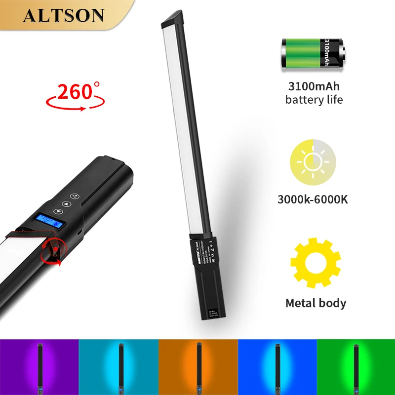 ALTSON-LED-RGB-Video-Light-Baton-Remote-Control-Can-Rotated-260-3000K ...