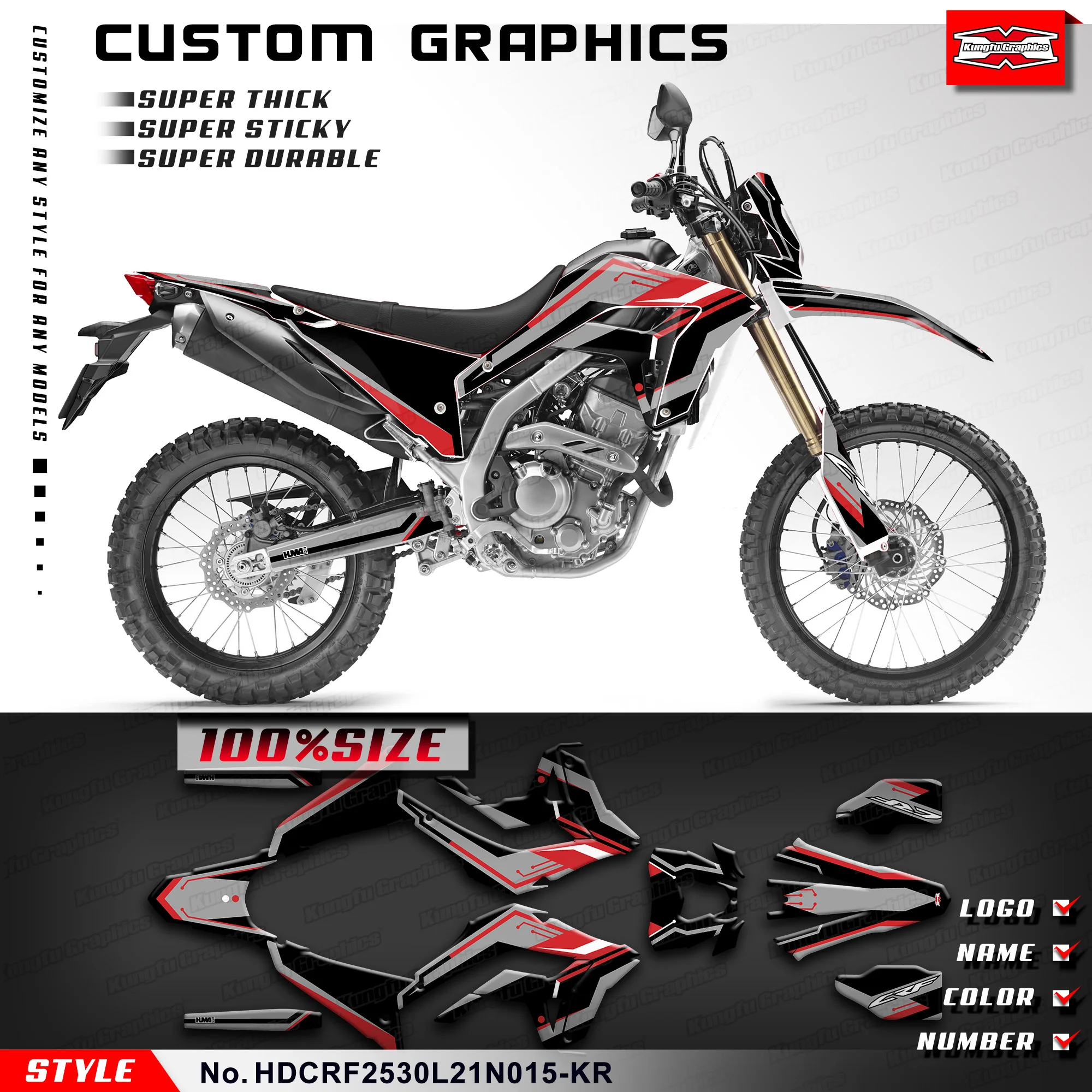 KUNGFU GRAPHICS Racing Sticker Motorcycle Decals for Honda CRF 250L ...